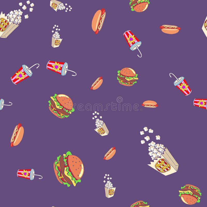 Fast Food Seamless Pattern Background Stock Vector - Illustration of ... Fast Food Seamless Pattern Background Stock Vector - Illustration of ...