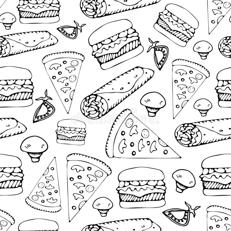 Fast food seamless pattern stock vector. Illustration of foodstuff ...