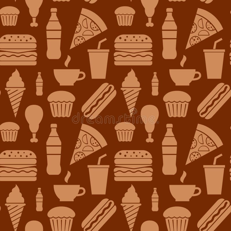 Fast food seamless pattern stock illustration. Illustration of burger ...