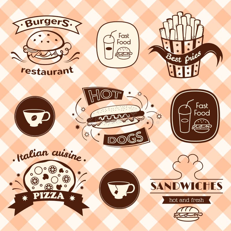 Fast food signs set stock vector. Illustration of burger - 50540317