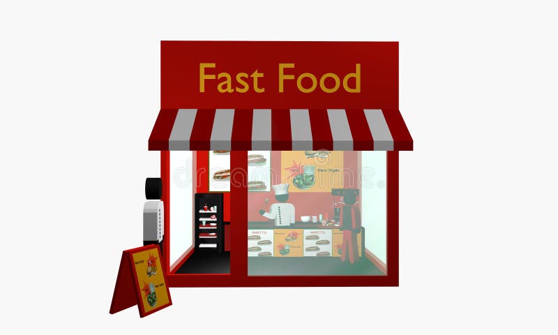 Fast Food Snack with Figures. Front View Stock Illustration ...