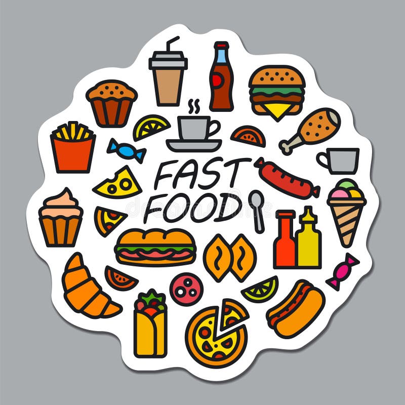 Fast food sticker stock vector. Illustration of sausage - 167462074