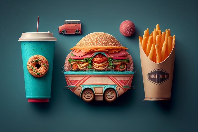 Fast Food and Street Food . AI Generated Stock Illustration ...
