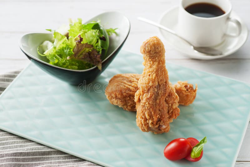 Fried chichen stock photo. Image of table, tray, dinner - 137889458