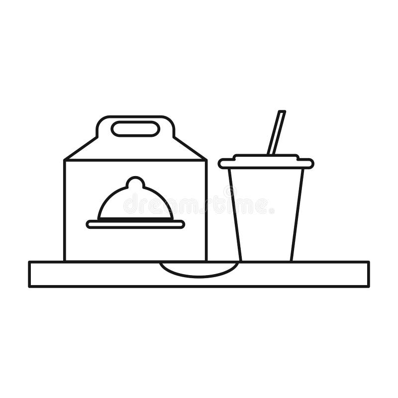 Fast Food Take Out Box and Plastic Cup Soda Outline Stock Vector ...