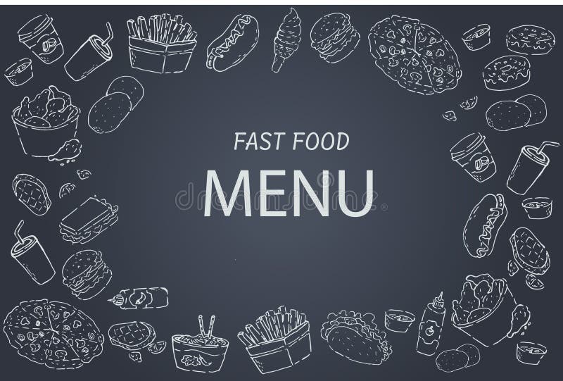 Fast Food Outline Template Frame for Menu Stock Vector - Illustration ...