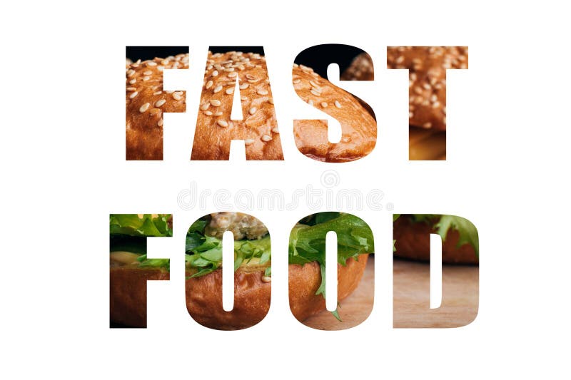 Fast Food Text Design on White Background Stock Illustration ...