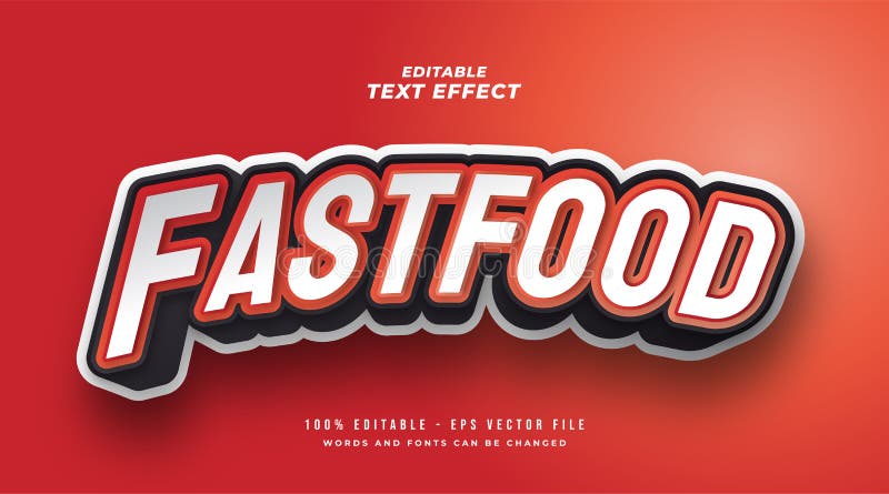 Fast Food Text Style in White, Red, and Black with 3D Embossed Effect ...