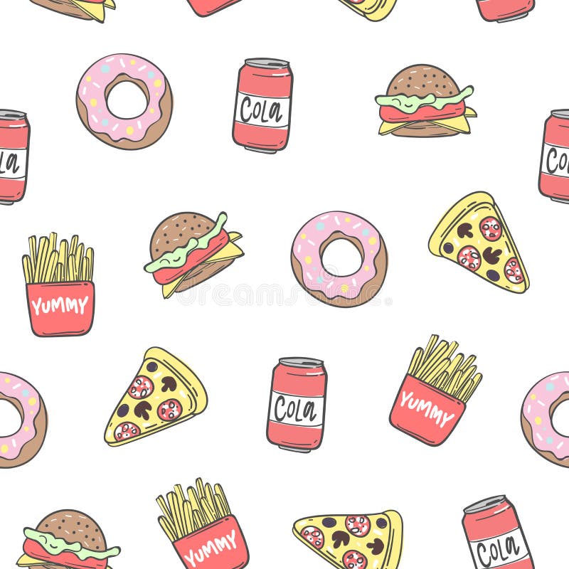 Fast Food. Trendy Seamless Pattern Background Stock Vector ...