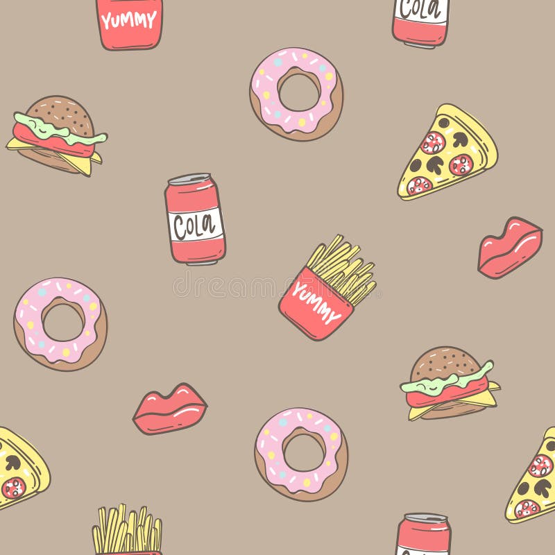 Fast Food. Trendy Seamless Pattern Background Stock Vector ...