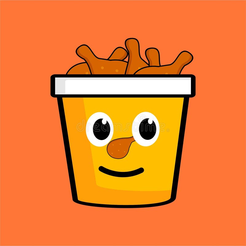 Fast Food Vector Character. Fried Chicken Box with Smiling Expression ...
