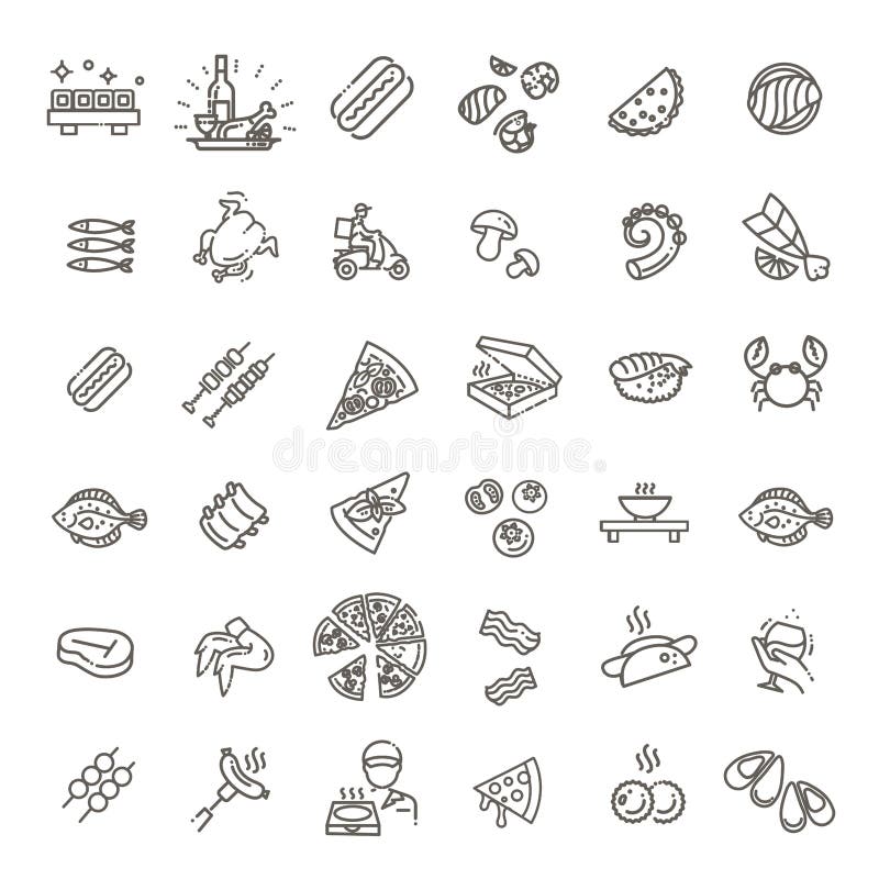 Fast Food Vector Outline Icons Set. Cooking. Vector Collection Stock ...
