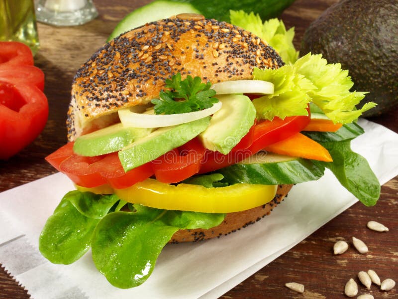 Fast Food - Vegetable Bun with Avocado Stock Photo - Image of avocado ...