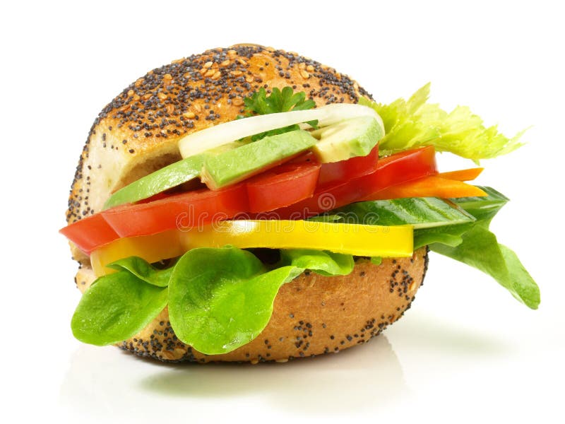 Fast Food - Vegetable Bun with Avocado Stock Image - Image of isolated ...