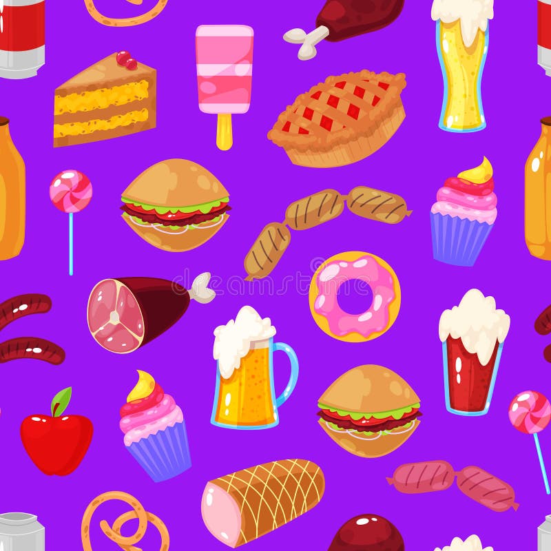 Fast Food Products Pattern Stock Illustrations – 410 Fast Food Products ...