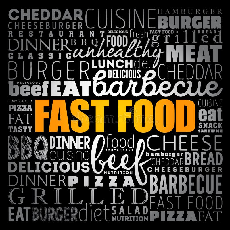 FAST FOOD Word Cloud Collage, Concept Background Stock Illustration ...
