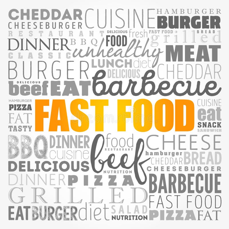 FAST FOOD Word Cloud Collage, Concept Background Stock Illustration ...
