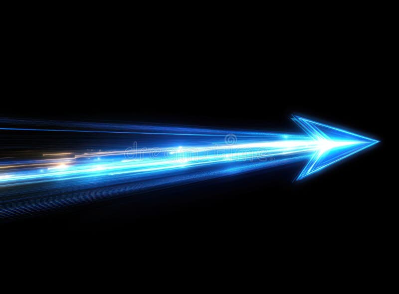 Fast Forward: Futuristic Blue Arrow with Motion Blur Stock Illustration ...