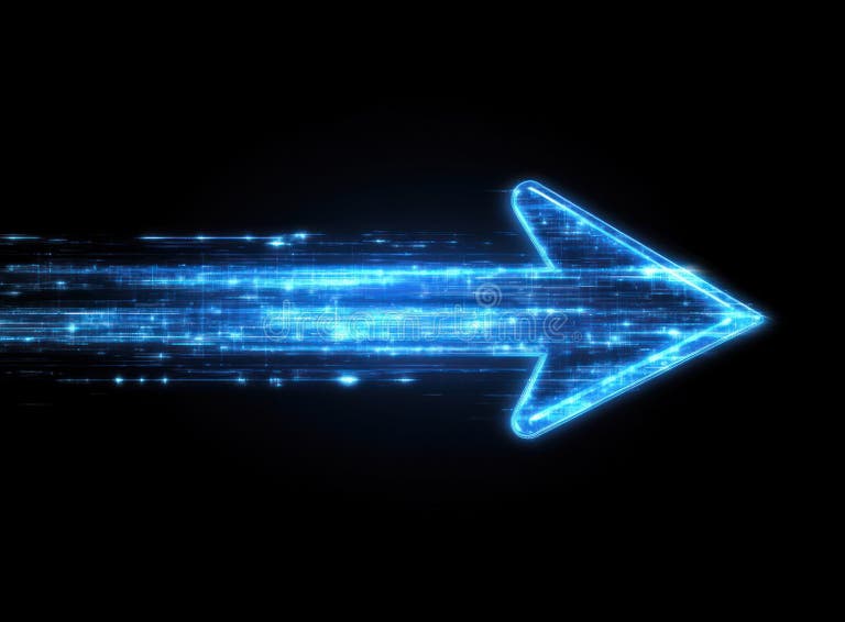 Fast Forward: Futuristic Blue Arrow with Motion Blur Stock Illustration ...