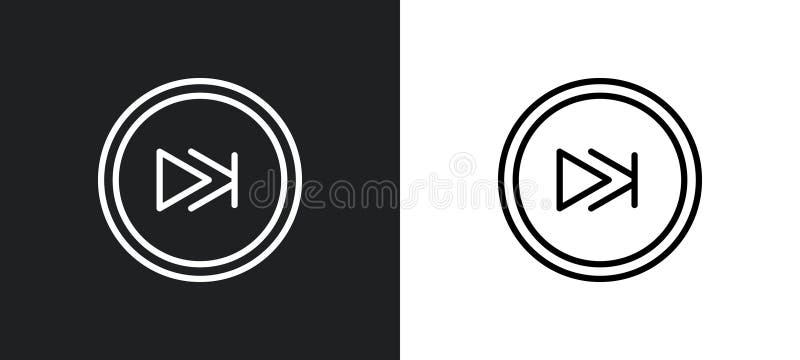 Fast Forward Outline Icon in White and Black Colors. Fast Forward Flat ...