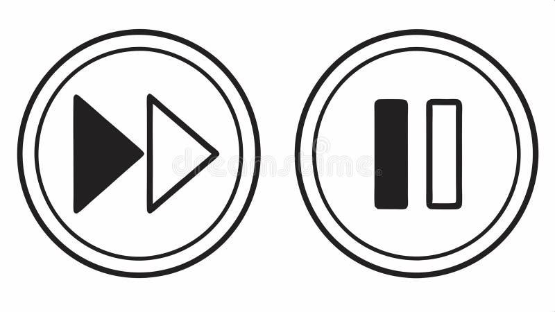 Fast Forward and Pause Button Icons, Media Player Control Vector Design Generative AI Stock ...