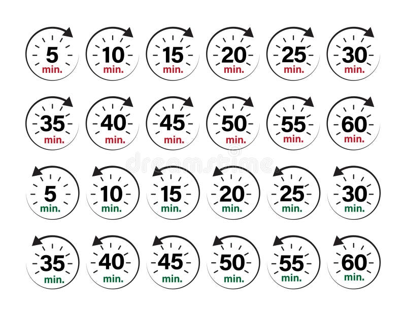 Fast Forward and Rewind Icons with Circle Arrows and Minute Numbers ...