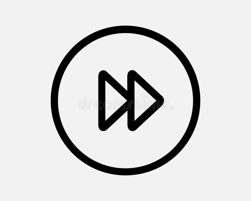 Fast Forward Round Thin Line Icon Skip Next Music Media Control Circle ...