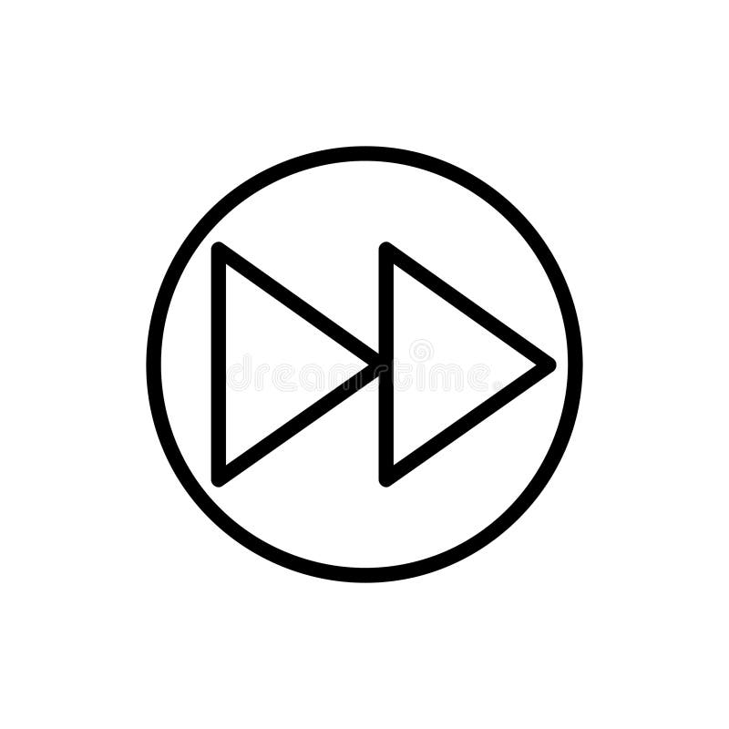 Fast Forward Vector Icon, Outline Style, Isolated on White Background ...