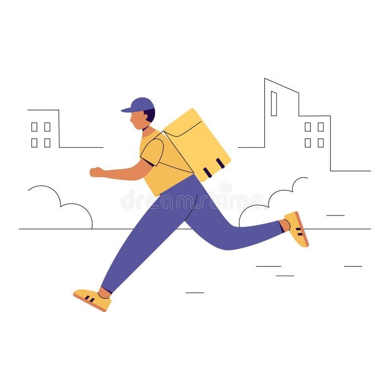 Running Courier with a Package Vector Illustration Stock Illustration ...