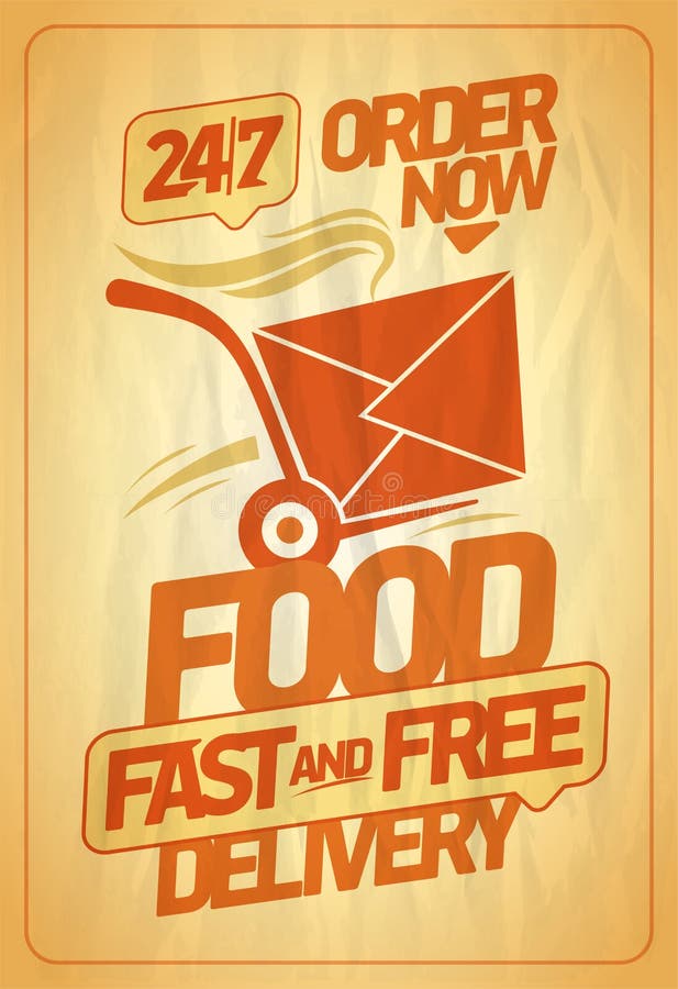 Fast and Free Food Delivery Vector Web Banner or Poster with Fast Box ...