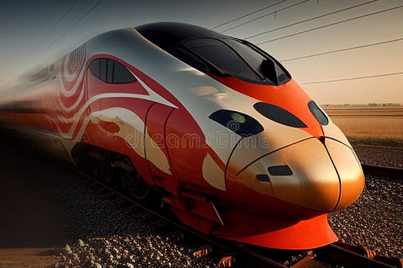 Fast Futuristic Train at Ride. High Speed Train Stock Illustration ...