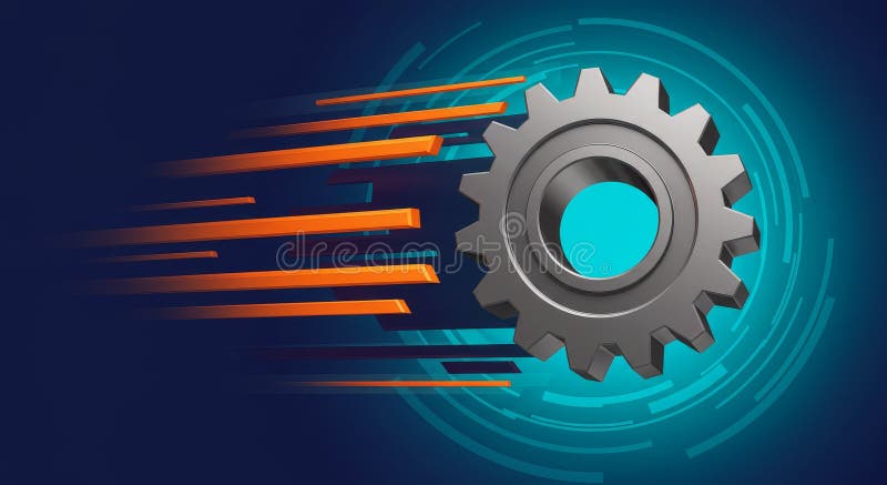 Fast Gear Technology Innovation Abstract 3D of a Gear in Motion ...