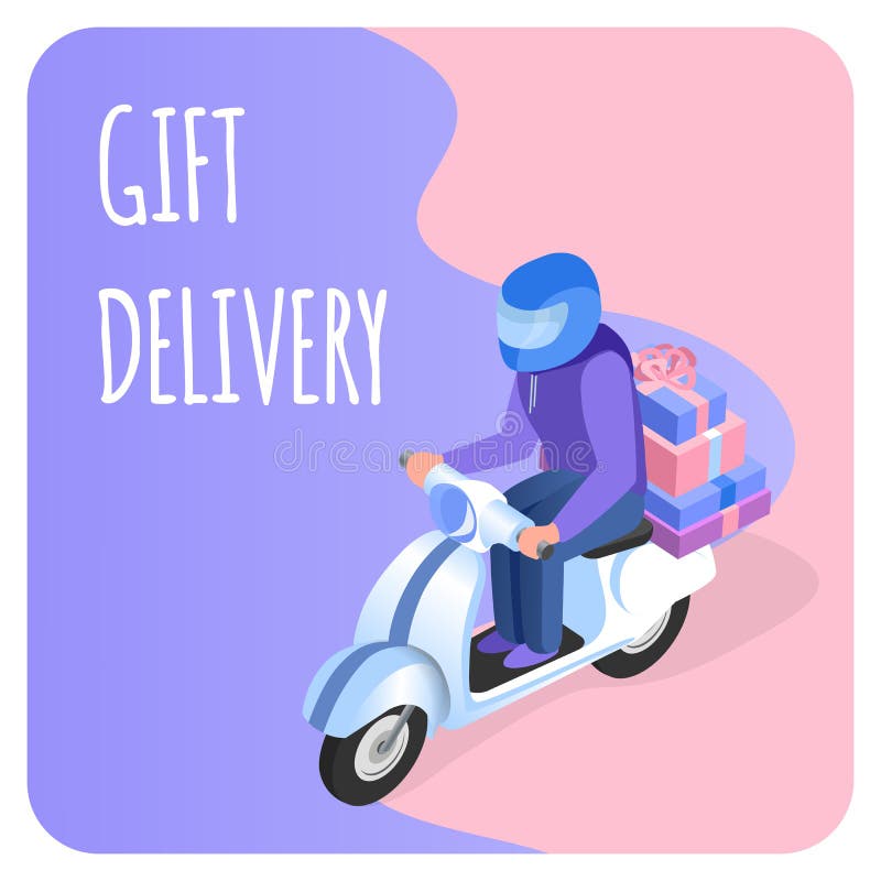 Fast Gift Delivery Flat Vector Banner Template Stock Vector ...