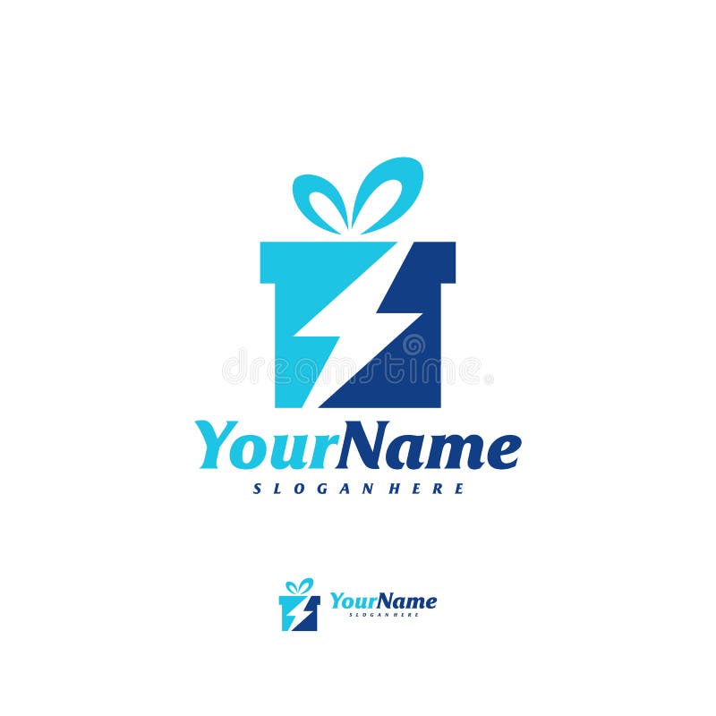 Fast Gift Logo Design Template. Thunder Gift Logo Concept Vector Stock ...