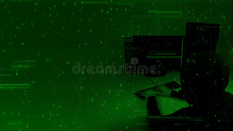 Fast Hands Hacker Programmer Type Data on Keyboard, Green Background ...