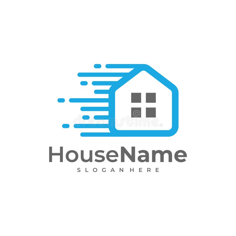 Fast House Logo Designs Concept Vector. Tech Home Logo Template Stock ...