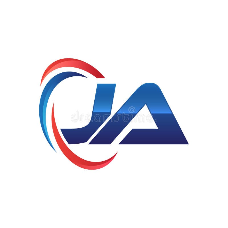 Initial Letter JA Logo Swoosh Red and Blue Stock Vector - Illustration ...