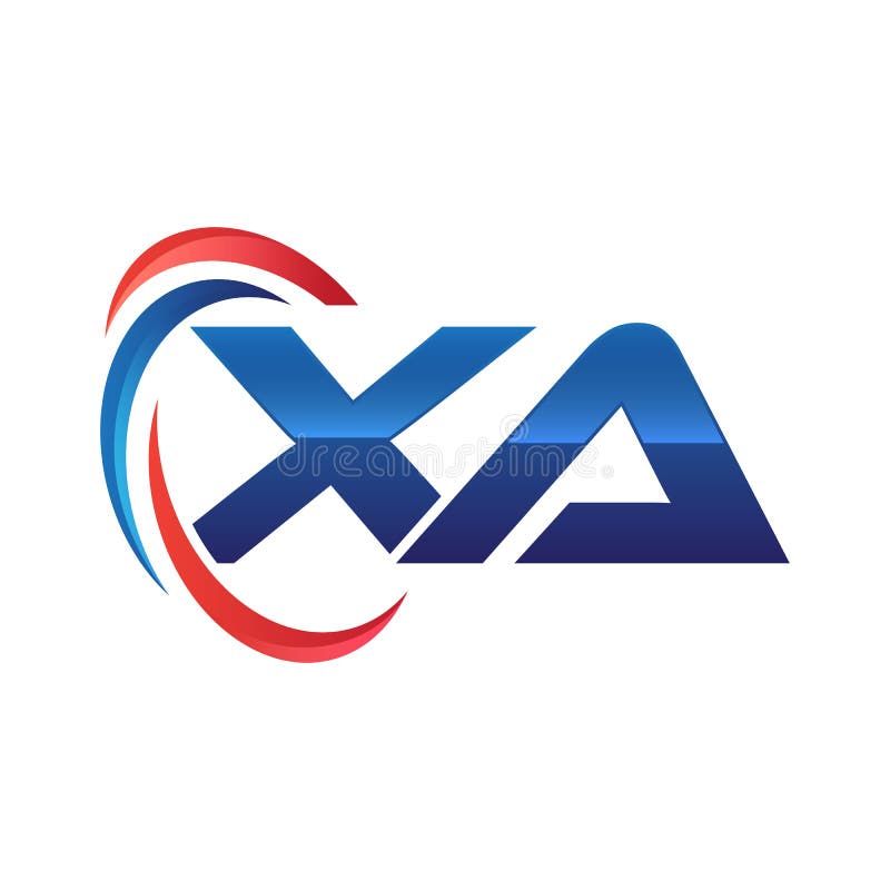 Initial Letter XA Logo Swoosh Red and Blue Stock Vector - Illustration ...