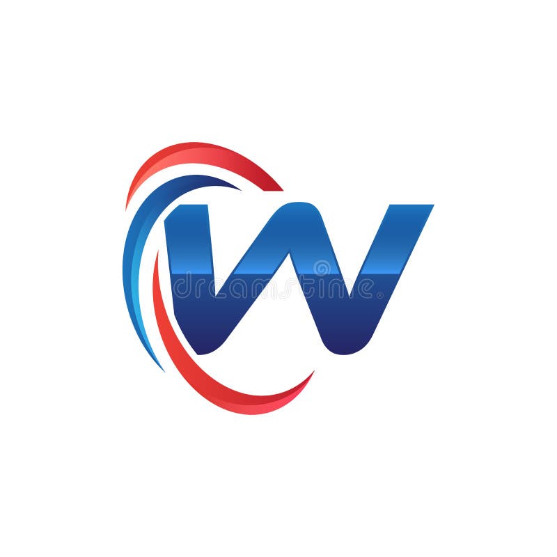 Initial Letter W Logo Swoosh Red and Blue Stock Vector - Illustration ...