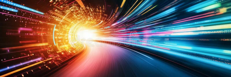 Fast Internet Connection Speed Motion Light Trail Technology Abstract ...