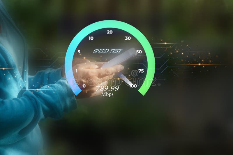 Fast Internet Connection Speedtest Network Bandwidth Technology Man ...
