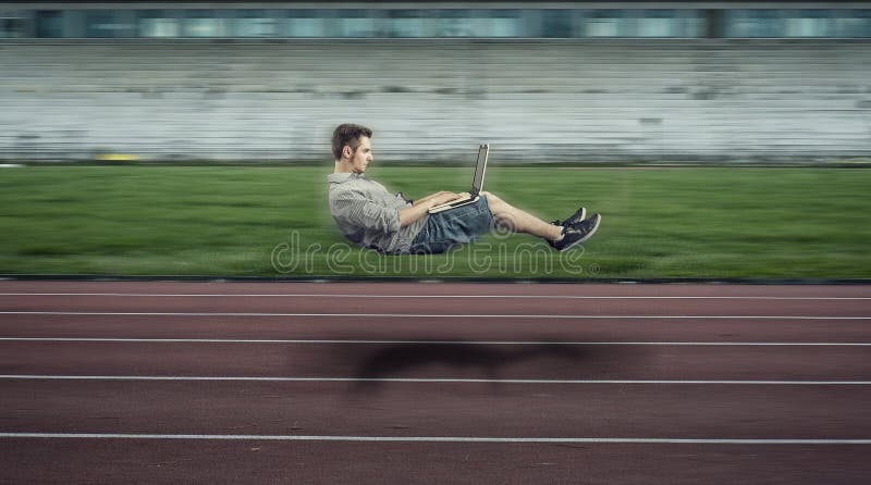 Fast Levitating Mans on a Running Track Stock Photo - Image of easy ...
