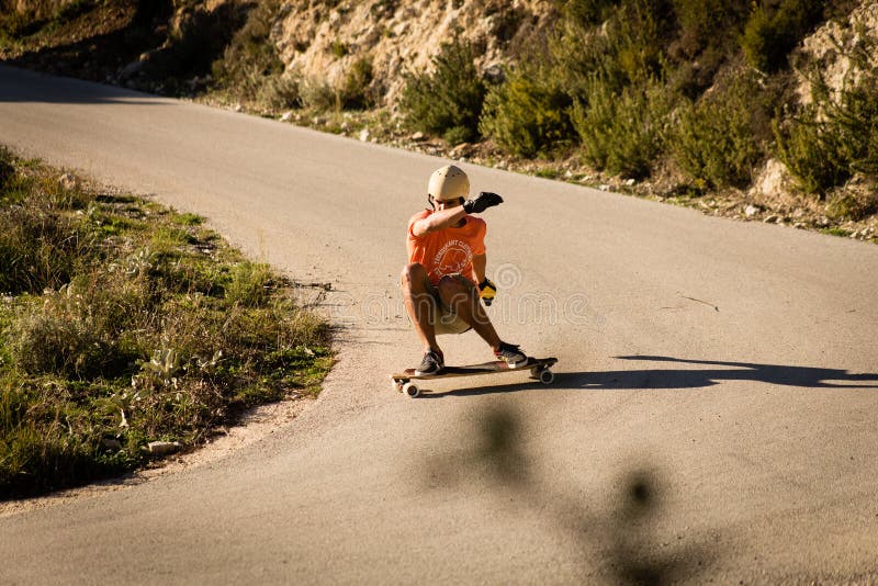 Fast Longboard Downhill Skater Editorial Stock Image - Image of shot ...