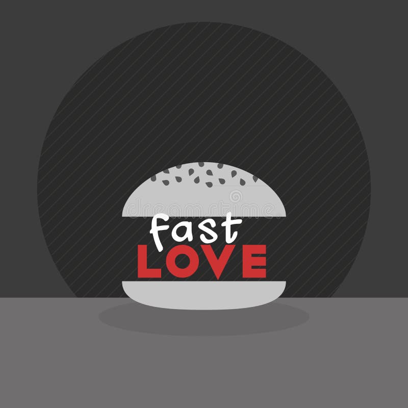 Fast Love Illustration. Hamburger Metaphor. Vector Illustration, Flat ...