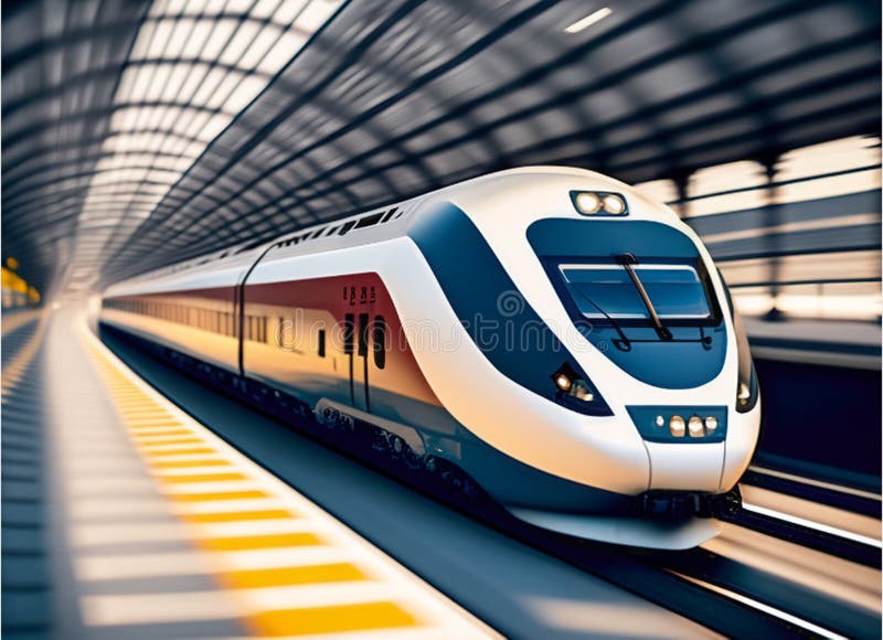 Fast Modern Express Passenger Train and Station Platform - AI Generated ...