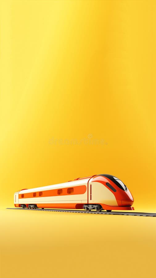 Fast Modern Train. White and Orange High-speed Train. Sleek Train on ...