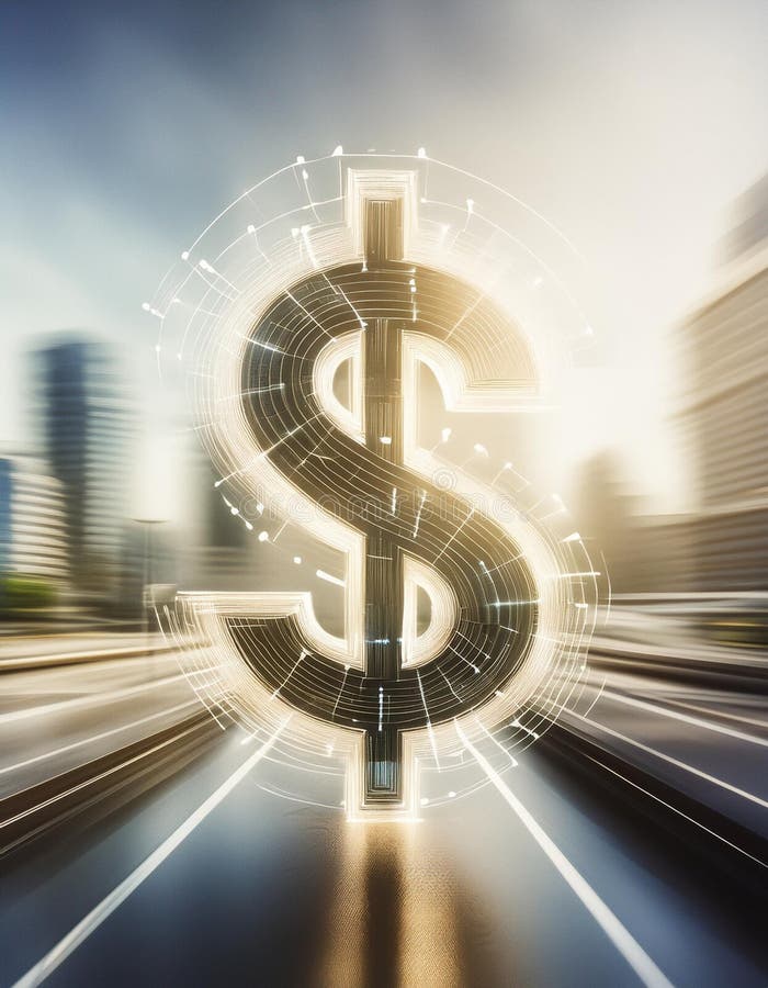 Fast Money Business Concept. Illustrated Dollar Sign with Motion Blur ...