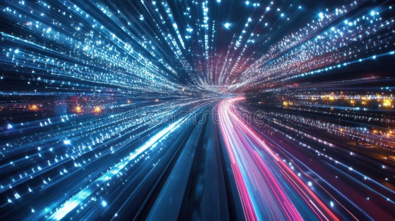 Fast Motion Light Trails Representing Technological Progress and ...