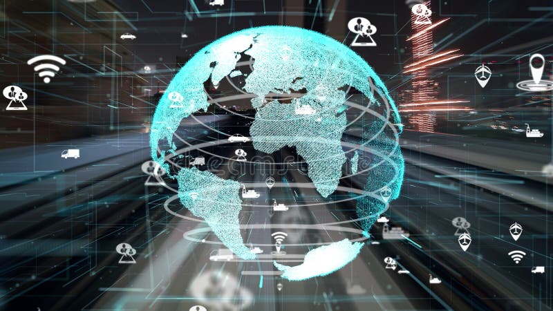 Fast Motion Transport Flow on Road with Global Network Graphic M Stock ...