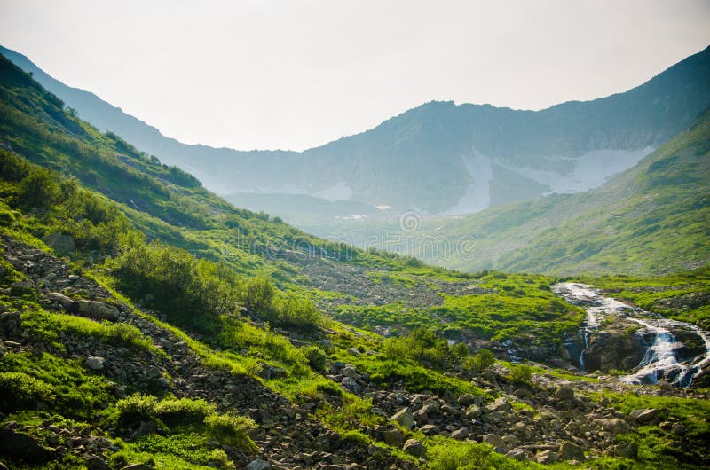 Fast Mountain Waterfall with Clear Spring Water. Beautiful View Stock ...